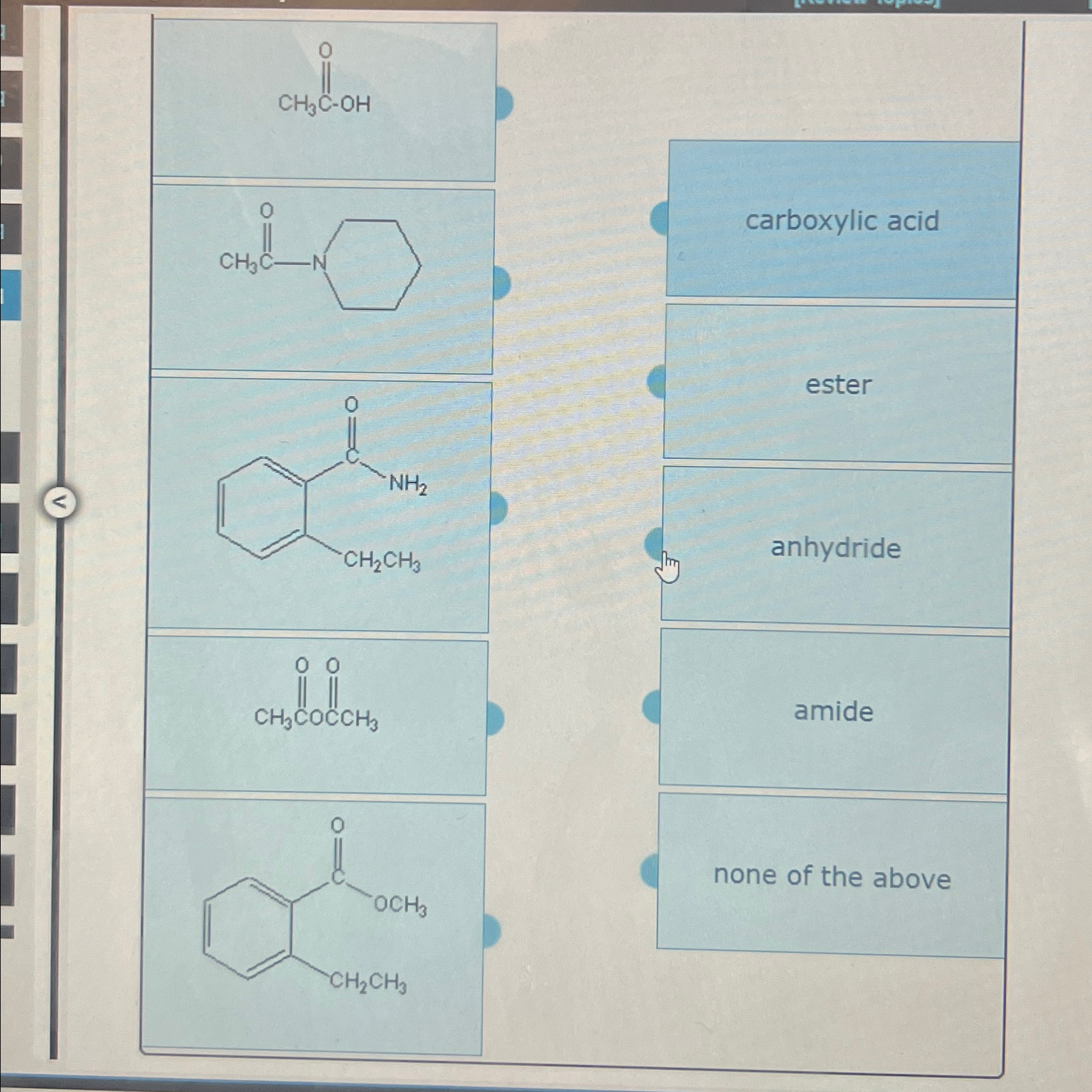 Solved Match each structural formula on the keft to a | Chegg.com