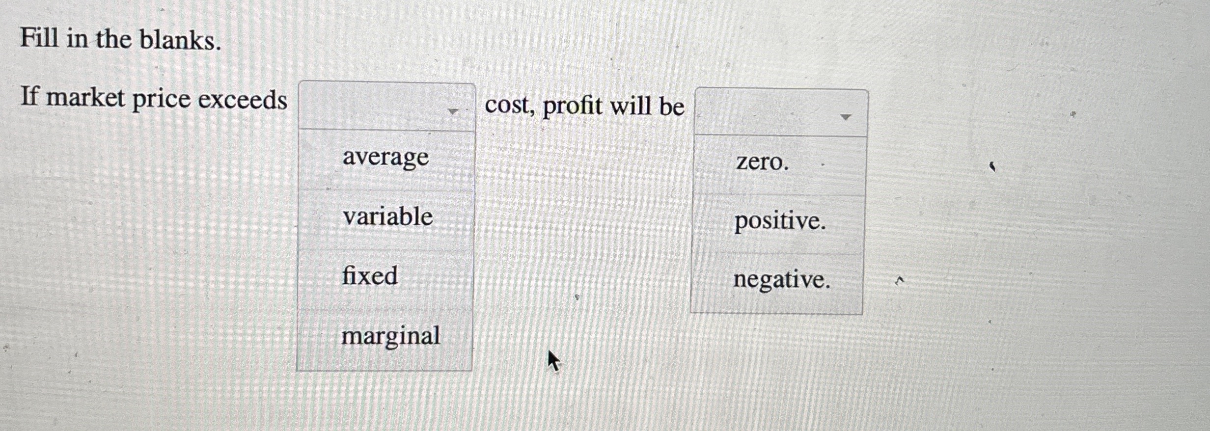 Solved Fill in the blanks.If market price | Chegg.com
