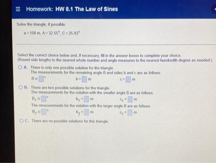 Solved E Homework: HW 8.1 The Law of Sines Solve the | Chegg.com