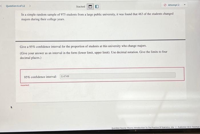 Solved In a simple random sample of 975 students from a | Chegg.com