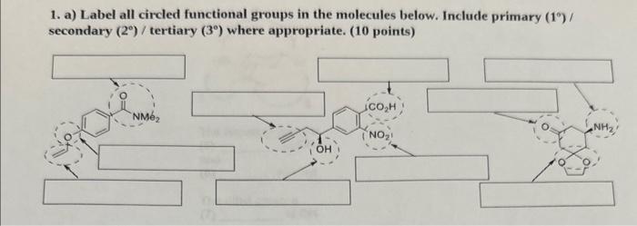 Solved 1. a) Label all circled functional groups in the | Chegg.com