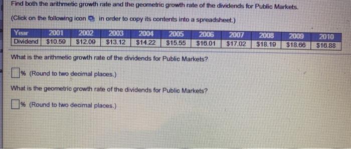 Solved Find both the arithmetic growth rate and the | Chegg.com