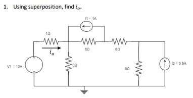 Solved Using superposition, find io. ﻿Isolate each source | Chegg.com