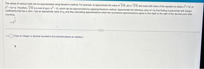 Solved The vnlues of various roots can be approximated using | Chegg.com