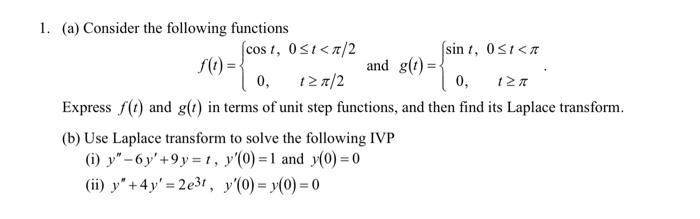 Solved 1 A Consider The Following Functions