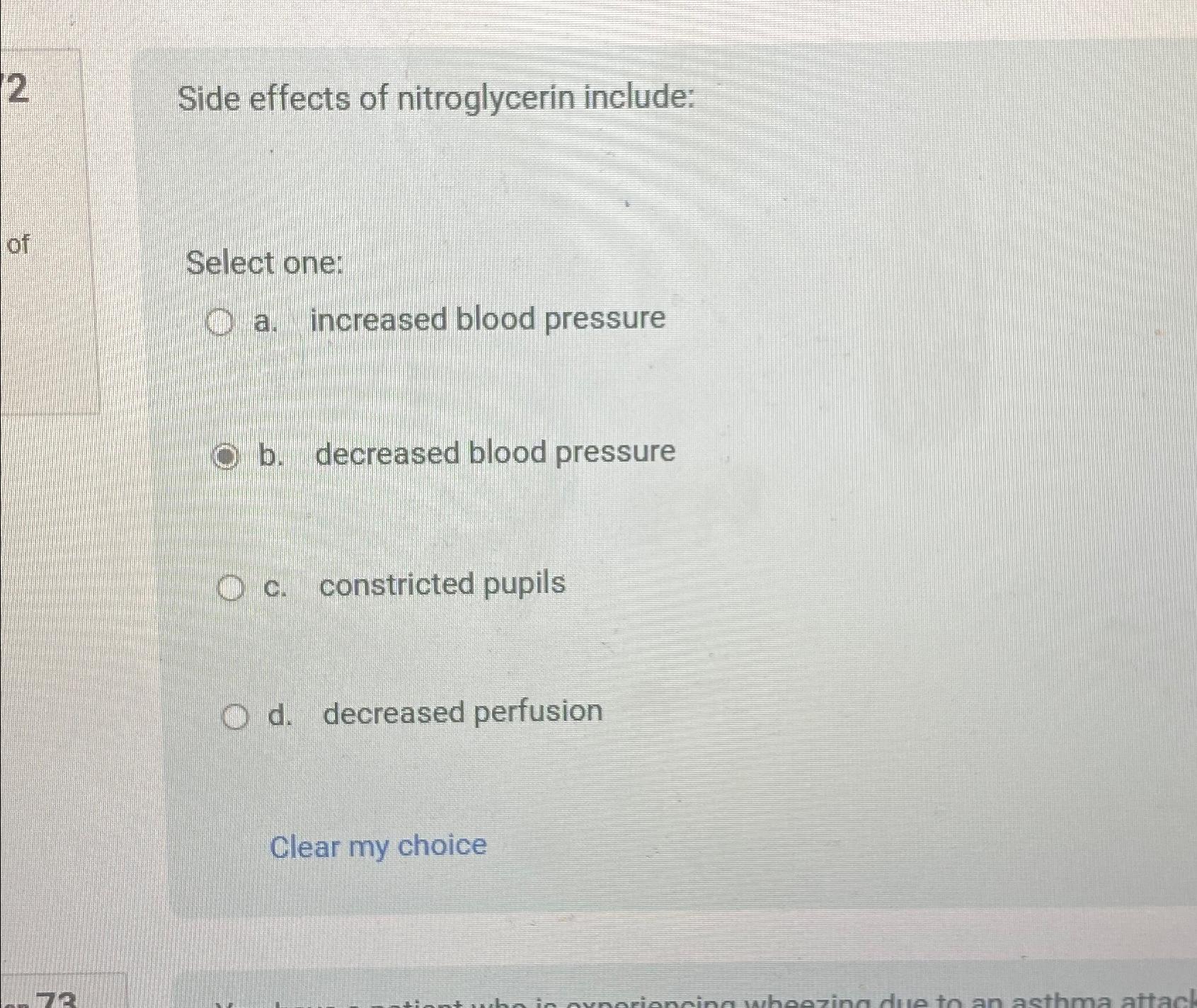 Solved 2 ﻿Side effects of nitroglycerin include:Select | Chegg.com