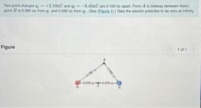 Solved Two point charges q1=+2.10nC and q2=−6.45nC are 0.100 | Chegg.com