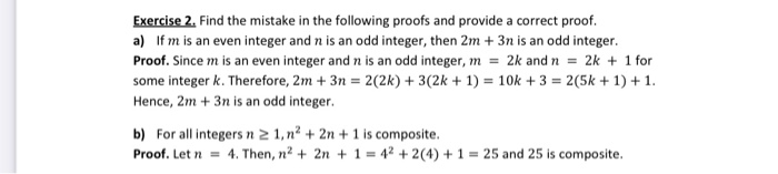 Solved Exercise 2. Find the mistake in the following proofs | Chegg.com