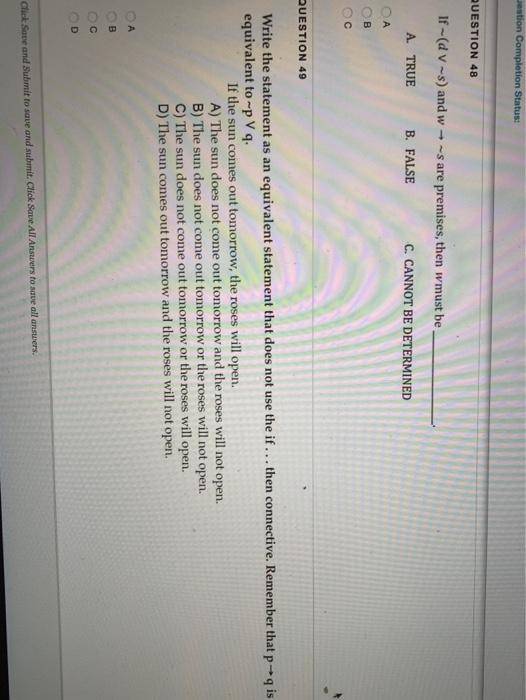 Solved Gestion Completion Status: QUESTION 48 If -(d V-s) | Chegg.com