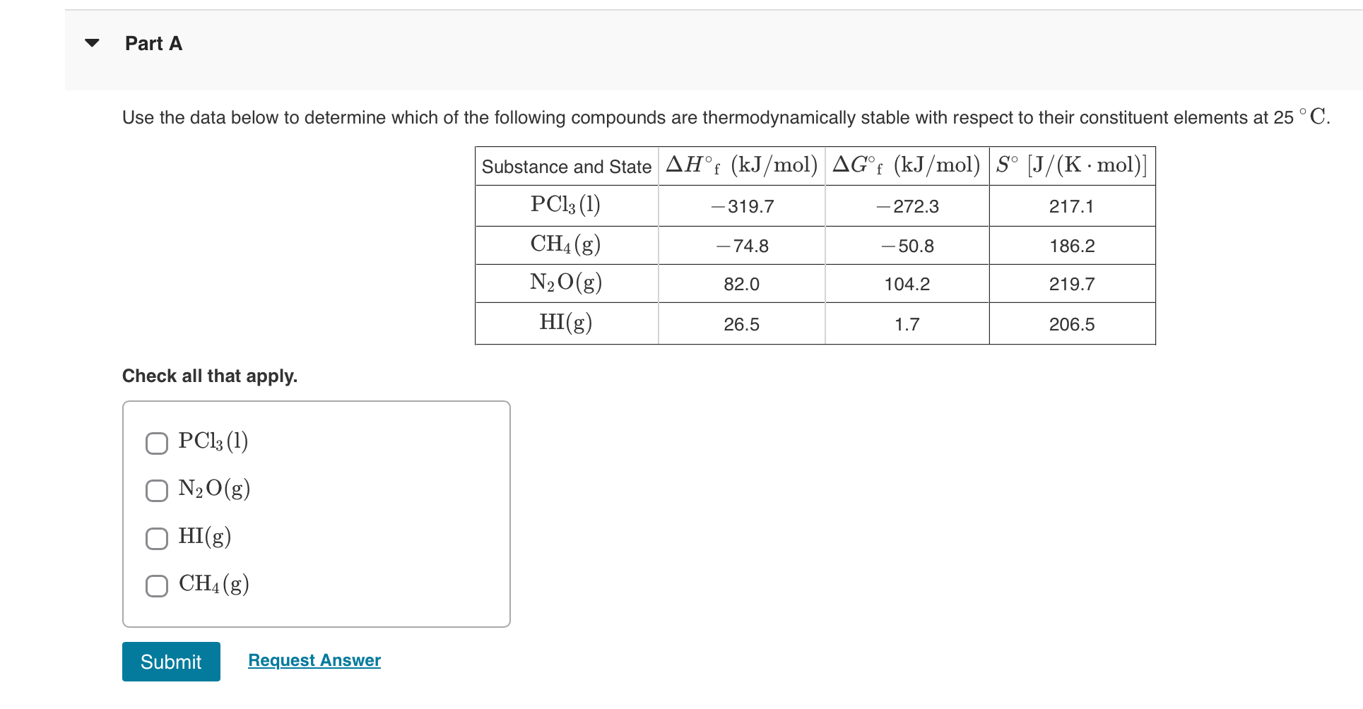 Solved Part AUse the data below to determine which of the | Chegg.com