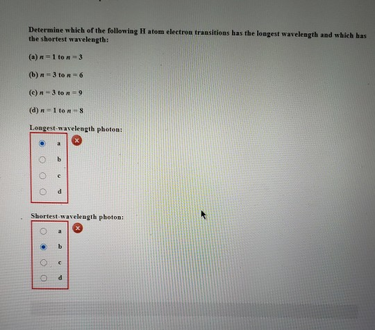 Solved Determine Which Of The Following H Atom Electron