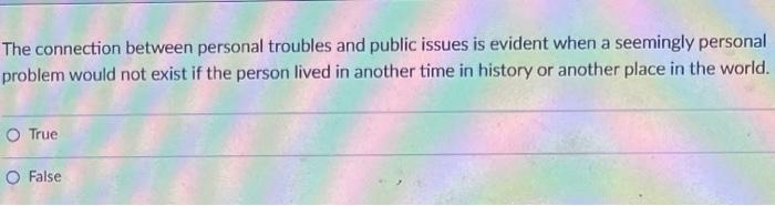 Solved The connection between personal troubles and public | Chegg.com