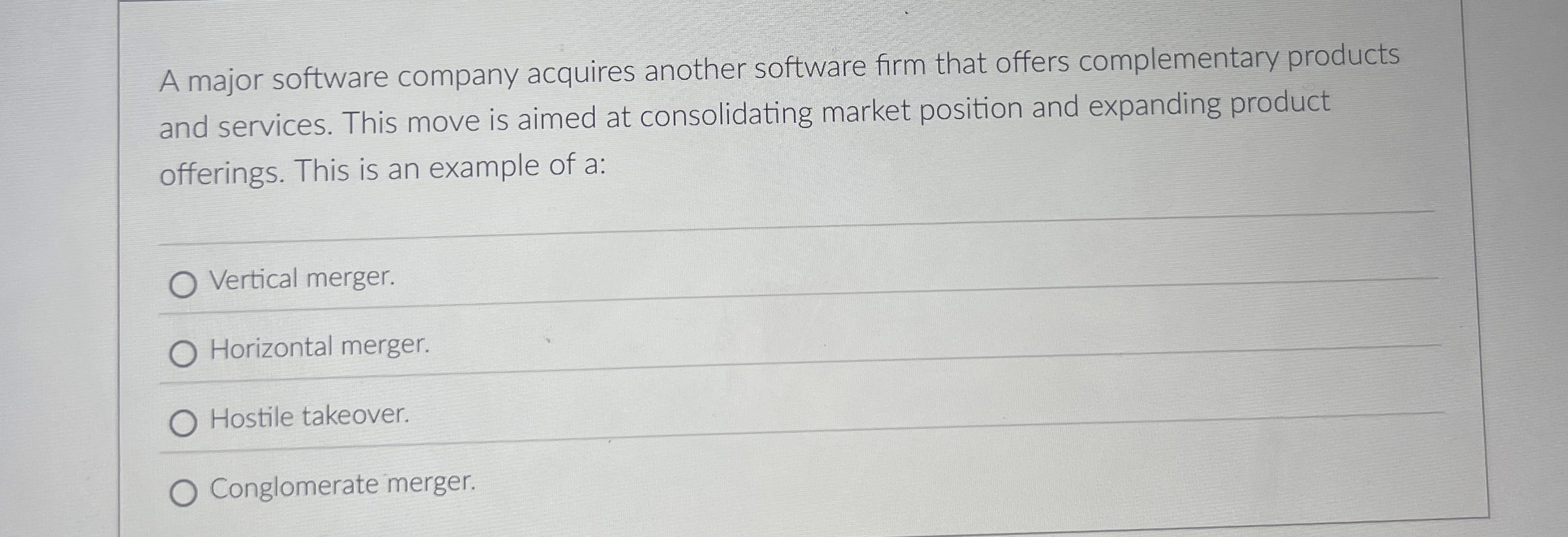 Solved A major software company acquires another software | Chegg.com