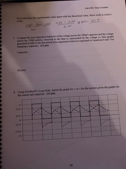 Solved Lab 6 RC Time Constant Table 1. RC Series Circuit | Chegg.com