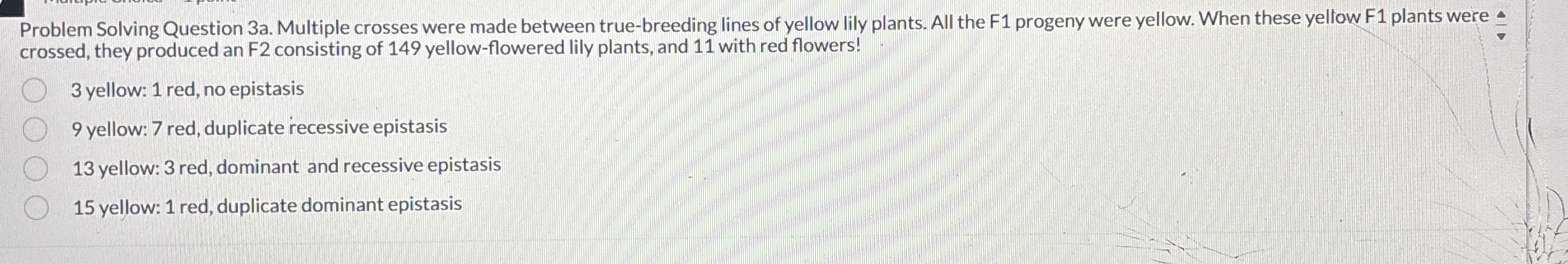 Solved Problem Solving Question 3a. ﻿Multiple crosses were | Chegg.com