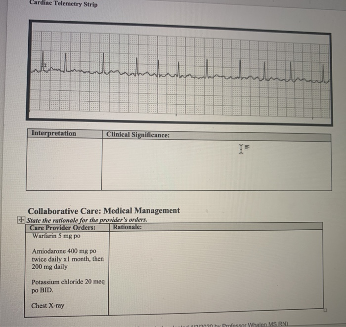 Solved Cardiac Telemetry Strip Interpretation Clinical | Chegg.com