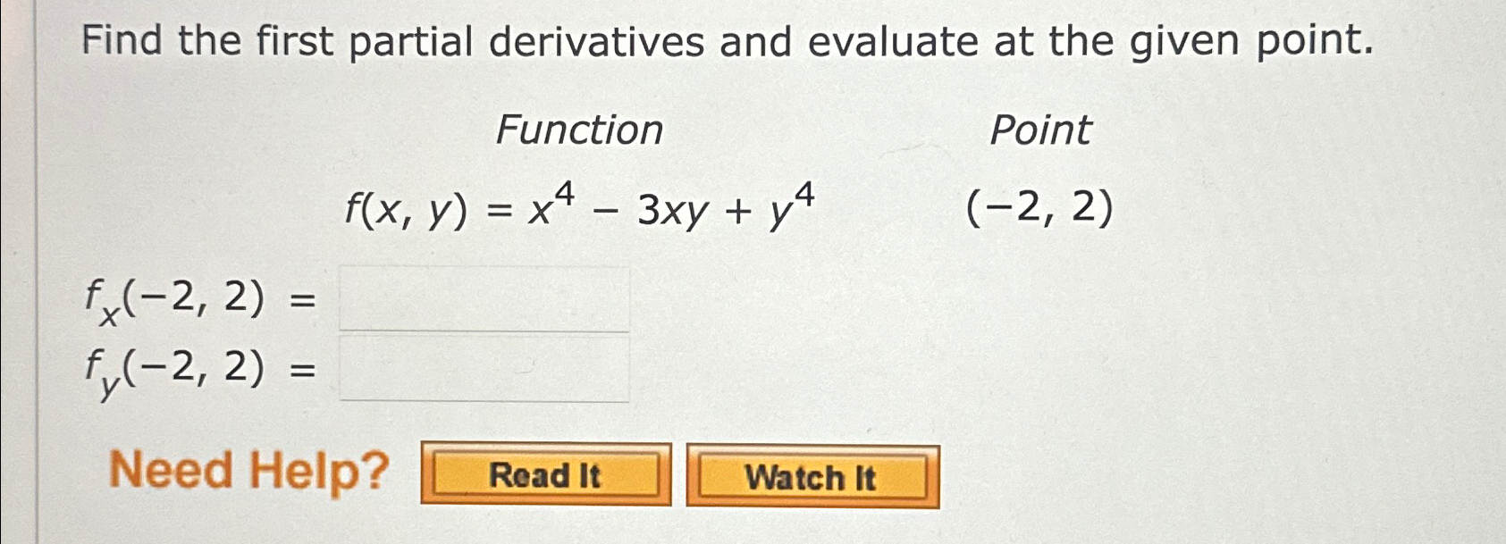 Solved Find the first partial derivatives and evaluate at | Chegg.com
