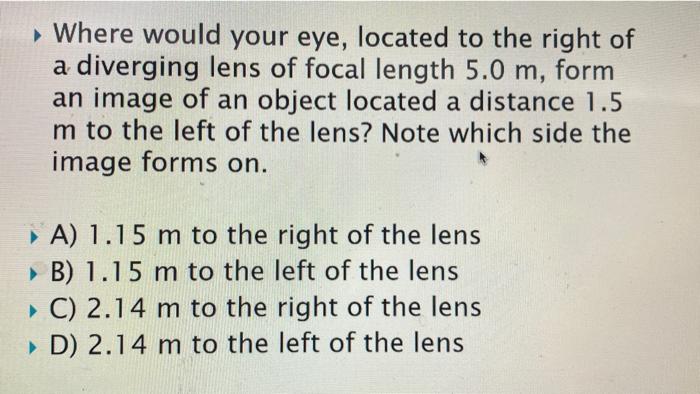 Solved Where would your eye, located to the right of a | Chegg.com