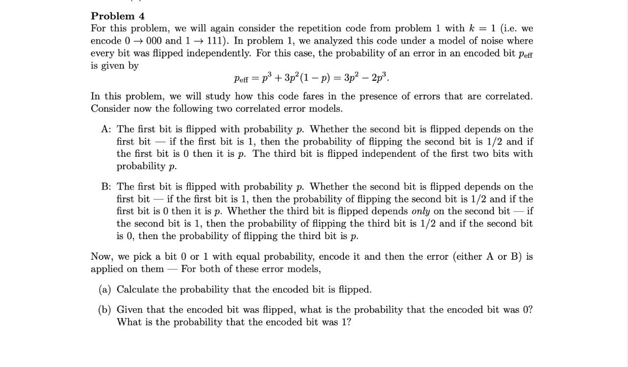 Solved Problem 4For this problem, we will again consider the | Chegg.com