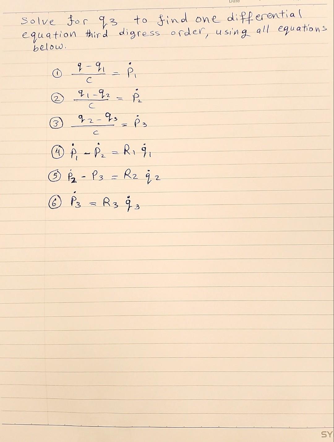 Solved Date 2 solve for q3 to find one differential equation | Chegg.com