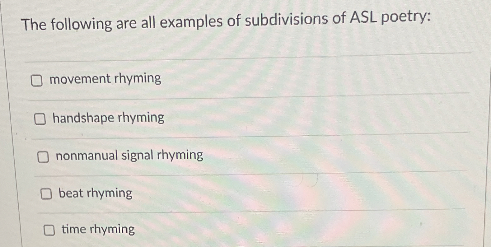 Solved The following are all examples of subdivisions of ASL | Chegg.com