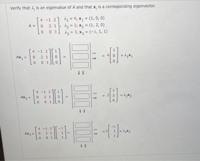 Solved Verify that λi is an eigenvalue of A and that xi is a | Chegg.com