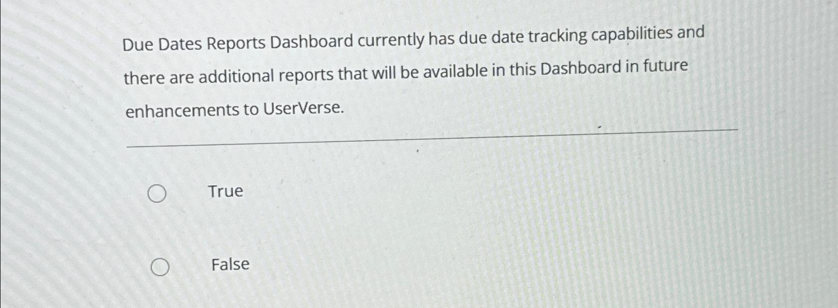 Solved Due Dates Reports Dashboard currently has due date | Chegg.com