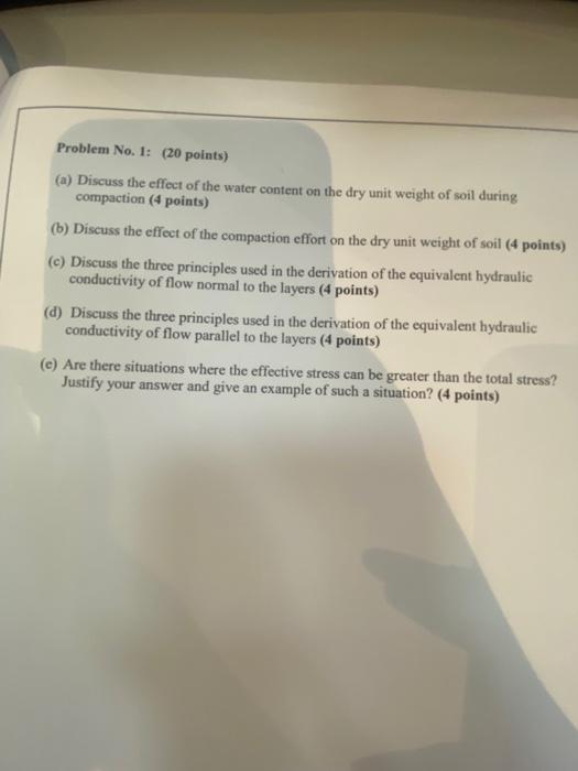 Solved Problem No. 1: (20 points) (a) Discuss the effect of | Chegg.com