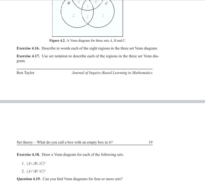 Solved 4.2 Venn diagrams We can sometimes represent the | Chegg.com