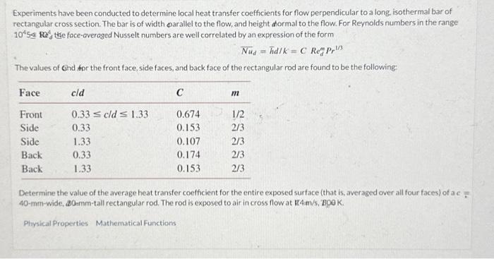 Solved Experiments have been conducted to determine local | Chegg.com