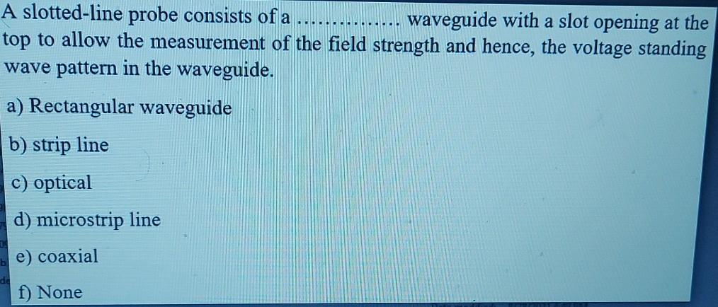 Solved A slotted-line probe consists of a waveguide with a | Chegg.com