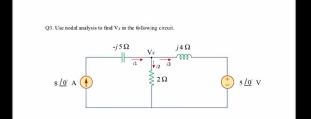 Solved Q3. ﻿Use nodal analysis to find Vx ﻿in the following | Chegg.com