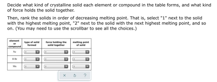 Solved Decide what kind of crystalline solid each element or | Chegg.com