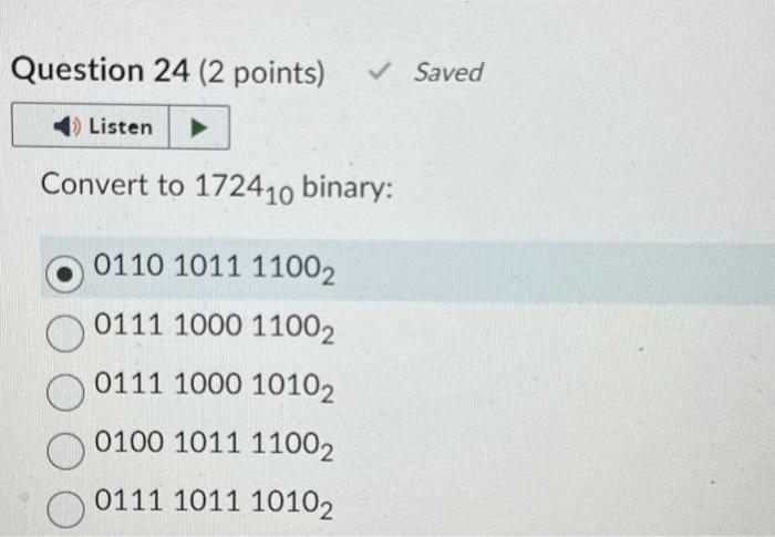 Solved Question 24 (2 points) Saved Listen Convert to | Chegg.com
