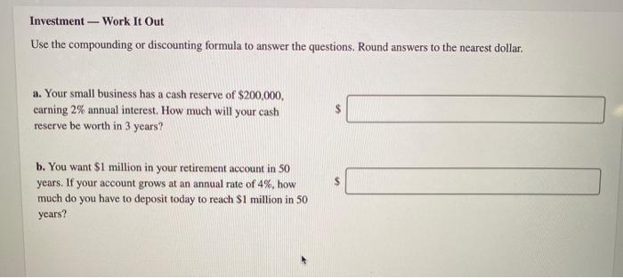 Solved Use the compounding or discounting formula to answer | Chegg.com