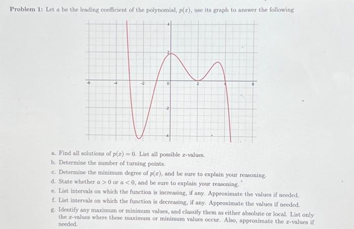 Solved Problem 1: Let a be the leading coefficient of the | Chegg.com