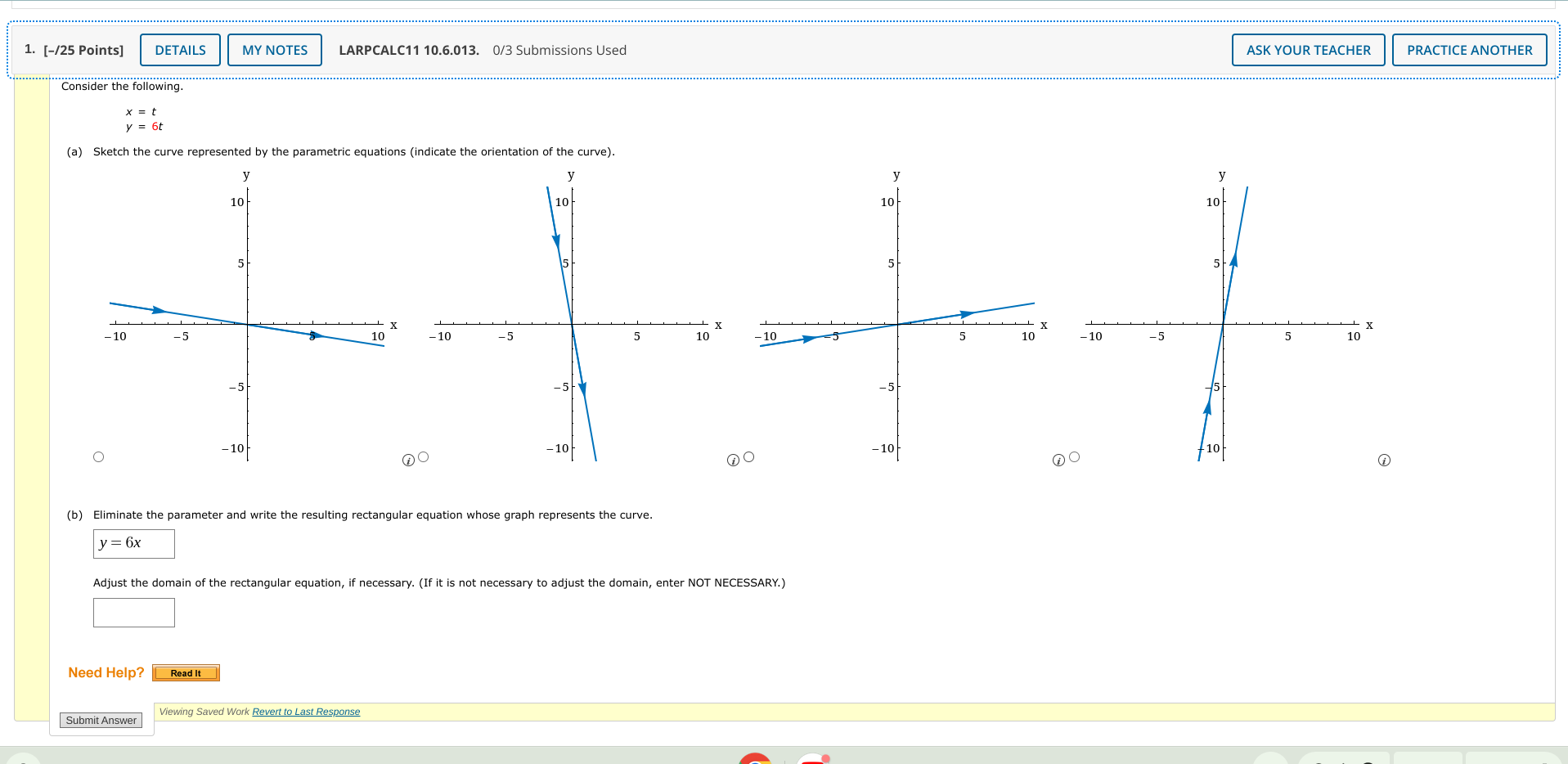Solved Consider the following.x=ty=6t(a) ﻿Sketch the curve | Chegg.com