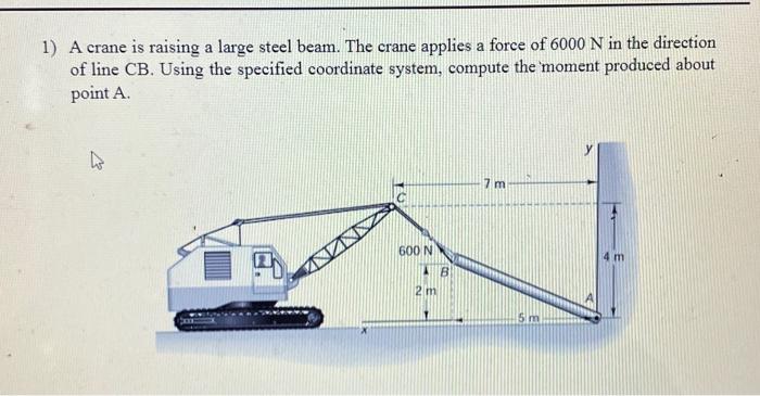 Solved 1) A crane is raising a large steel beam. The crane | Chegg.com