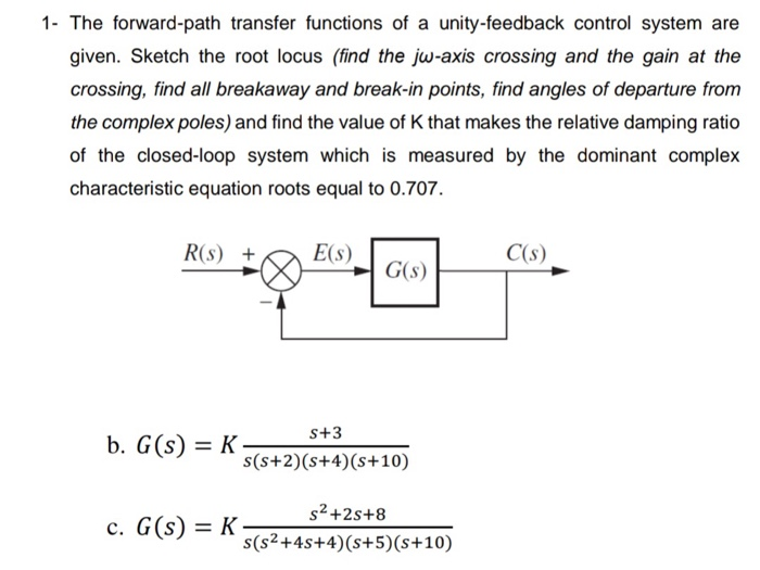 Solved 1 The Forward Path Transfer Functions Of A