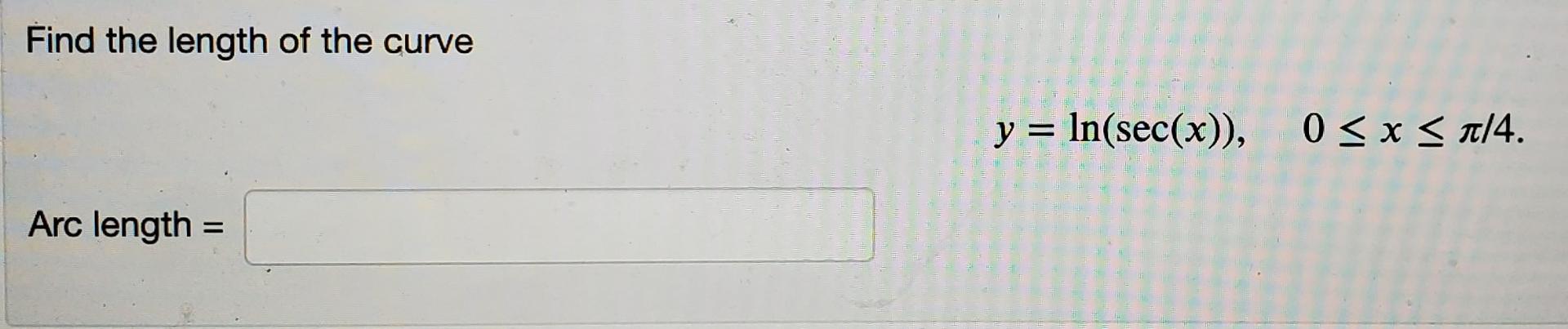 Solved 1 (1 point) Find the arc length of the curve y = = $ | Chegg.com