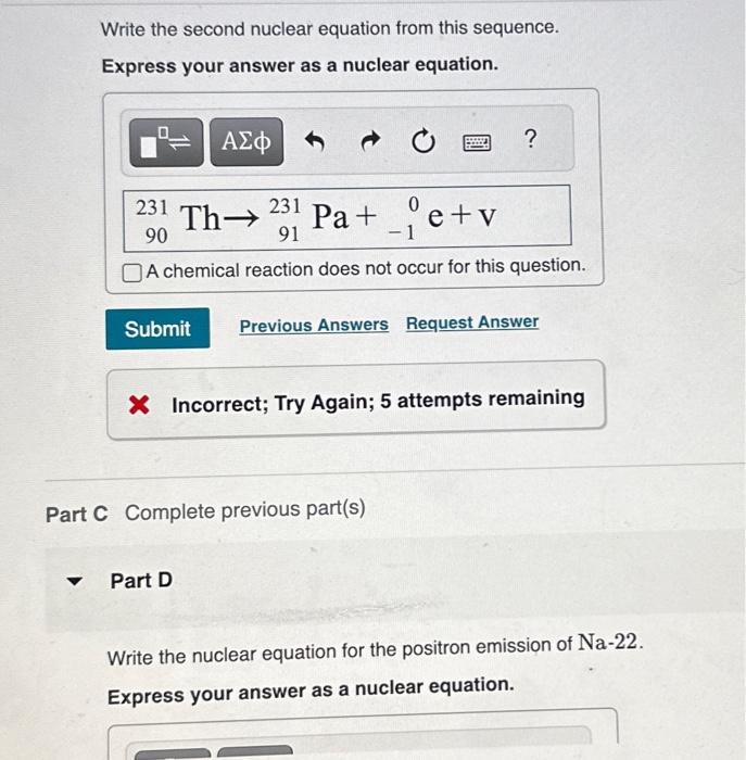 Solved Write the second nuclear equation from this sequence. | Chegg.com
