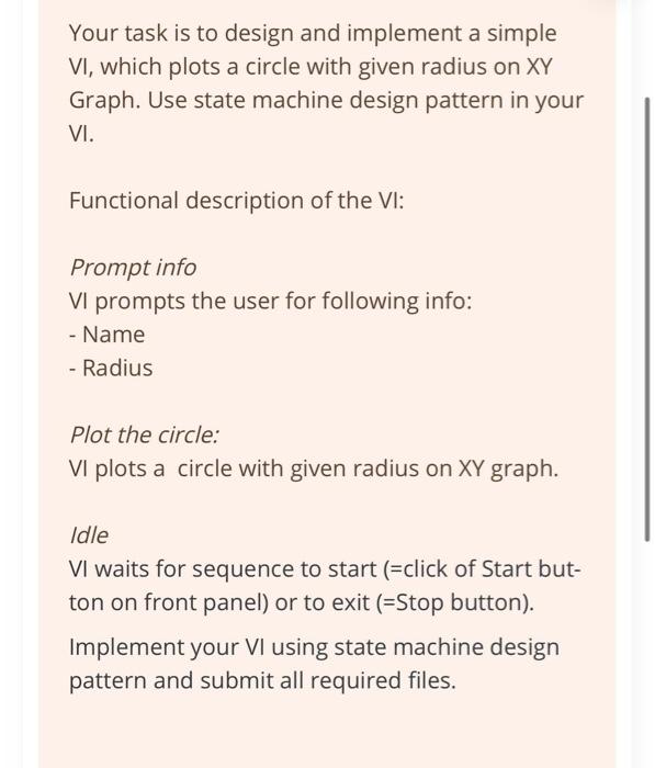 Solved Your task is to design and implement a simple VI, | Chegg.com