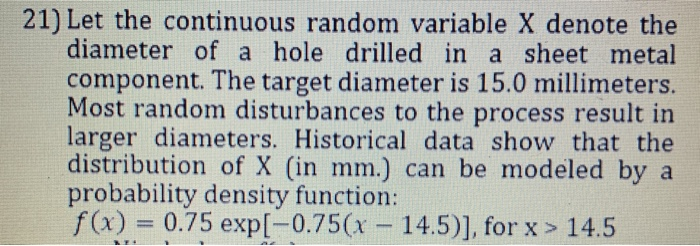 Solved 21) Let the continuous random variable X denote the | Chegg.com