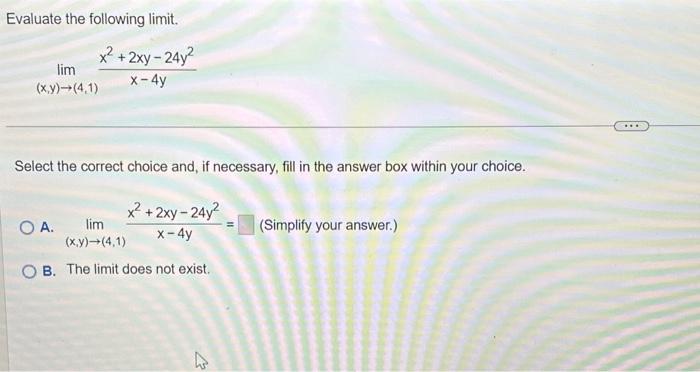 Solved Evaluate the following limit. \\[ \\lim _{(x, y) | Chegg.com