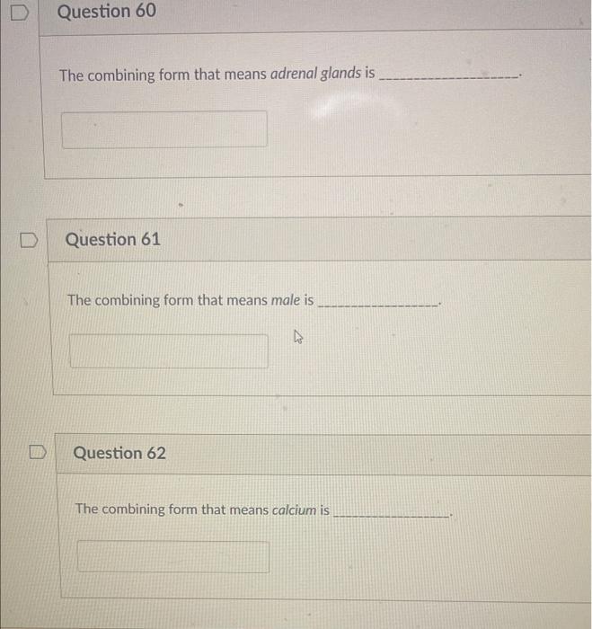 The combining form that means adrenal glands is | Chegg.com
