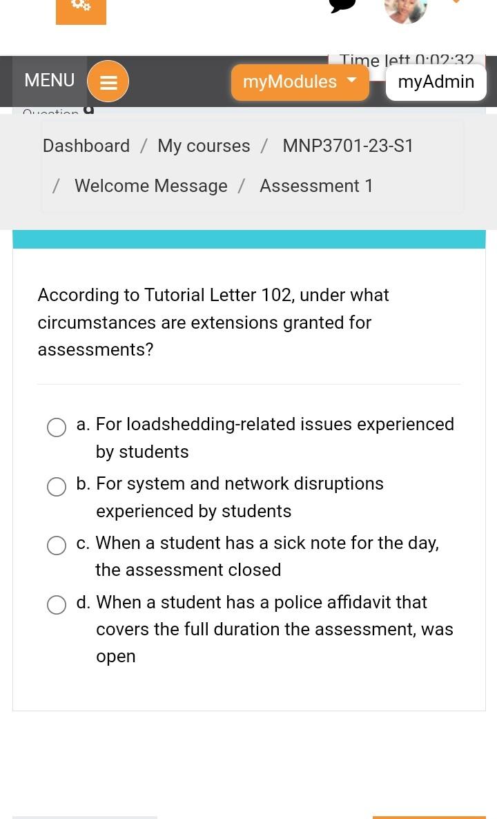 Solved Dashboard / My courses / MNP3701-23-S1 / Welcome | Chegg.com