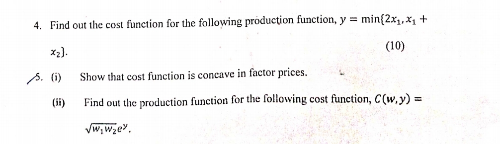Solved Find out the cost function for the following | Chegg.com