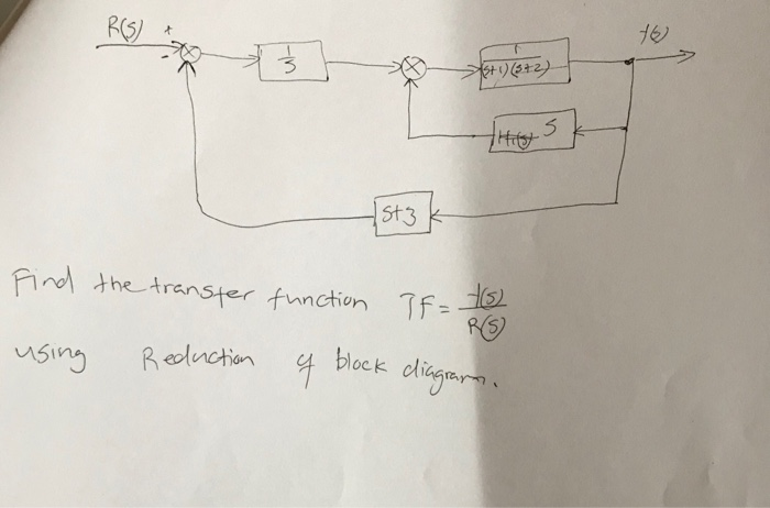 Solved using reduction of block diagram : find the tranfer | Chegg.com