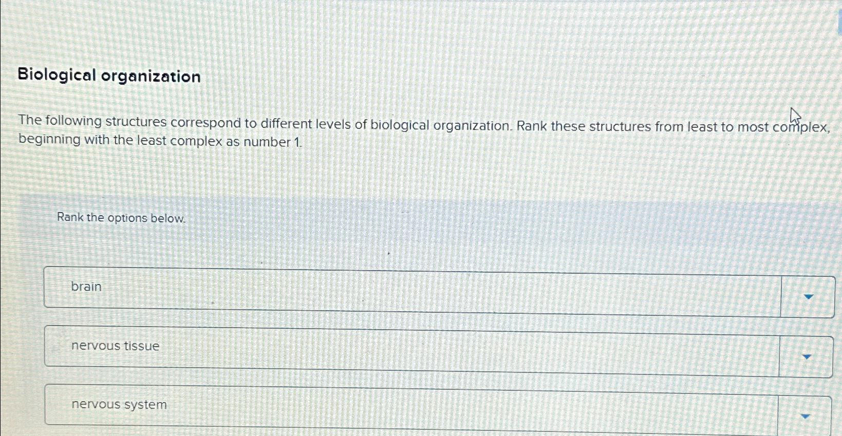 Solved Biological organizationThe following structures | Chegg.com