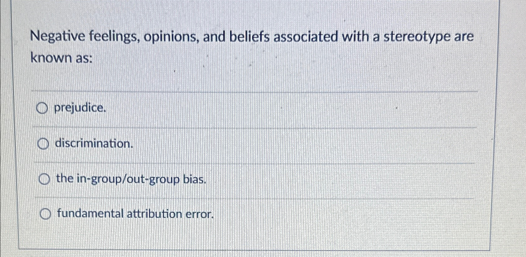 Solved Negative feelings, opinions, and beliefs associated | Chegg.com